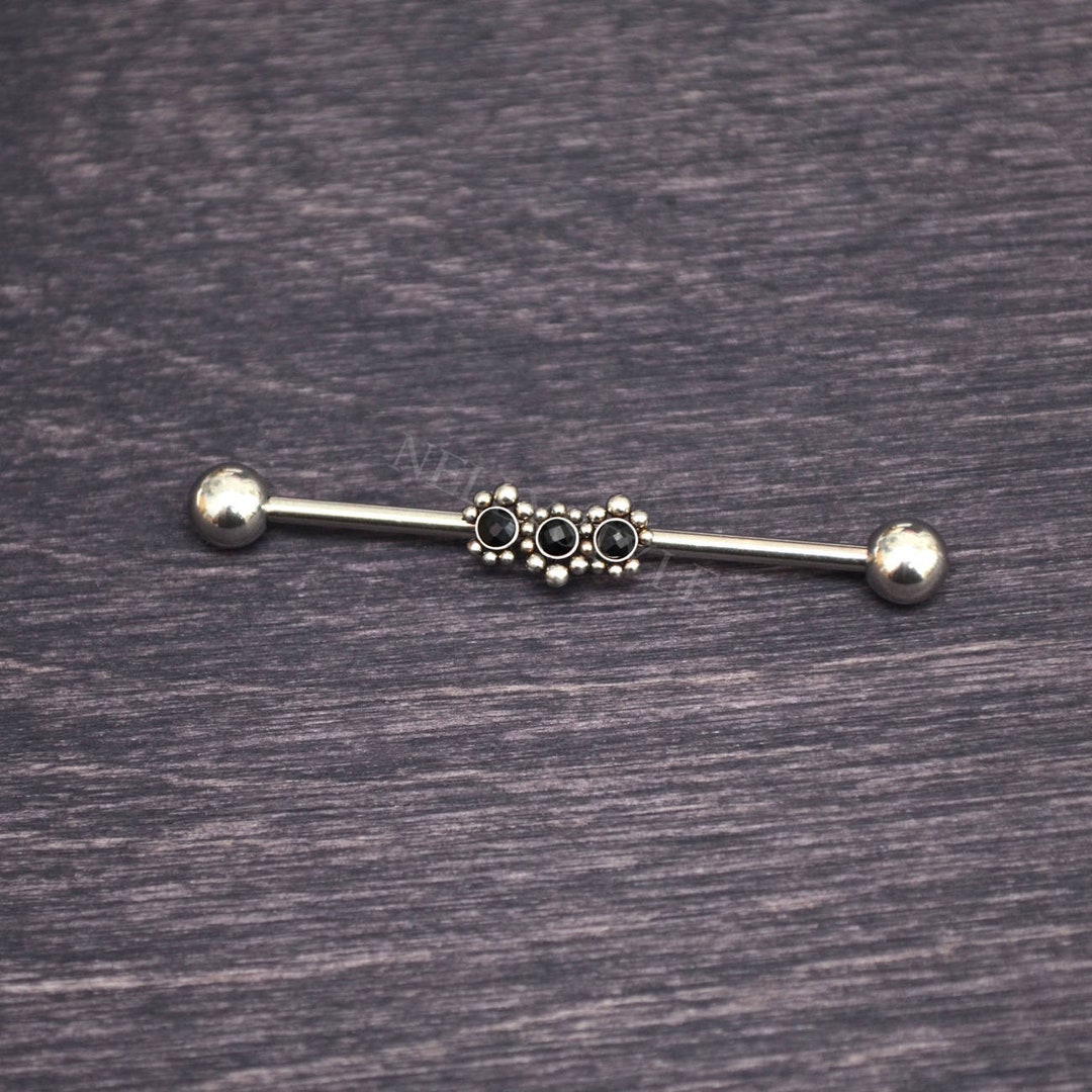 Onyx Industrial Piercing - Implant Grade Titanium Scaffold Earring - Etsy