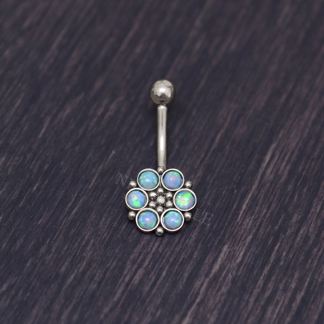 Titanium Eyebrow Jewelry - Rook Curved Barbell, Opal Cartilage Banana ...