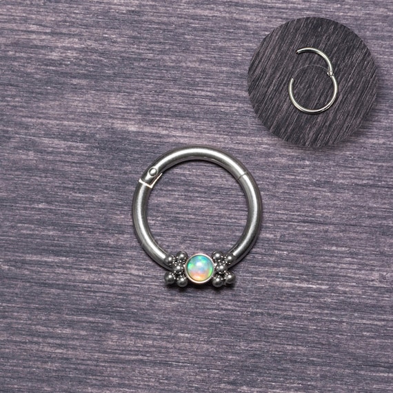 Titanium Daith Jewelry Septum Ring 16g With Opal Daith - Etsy
