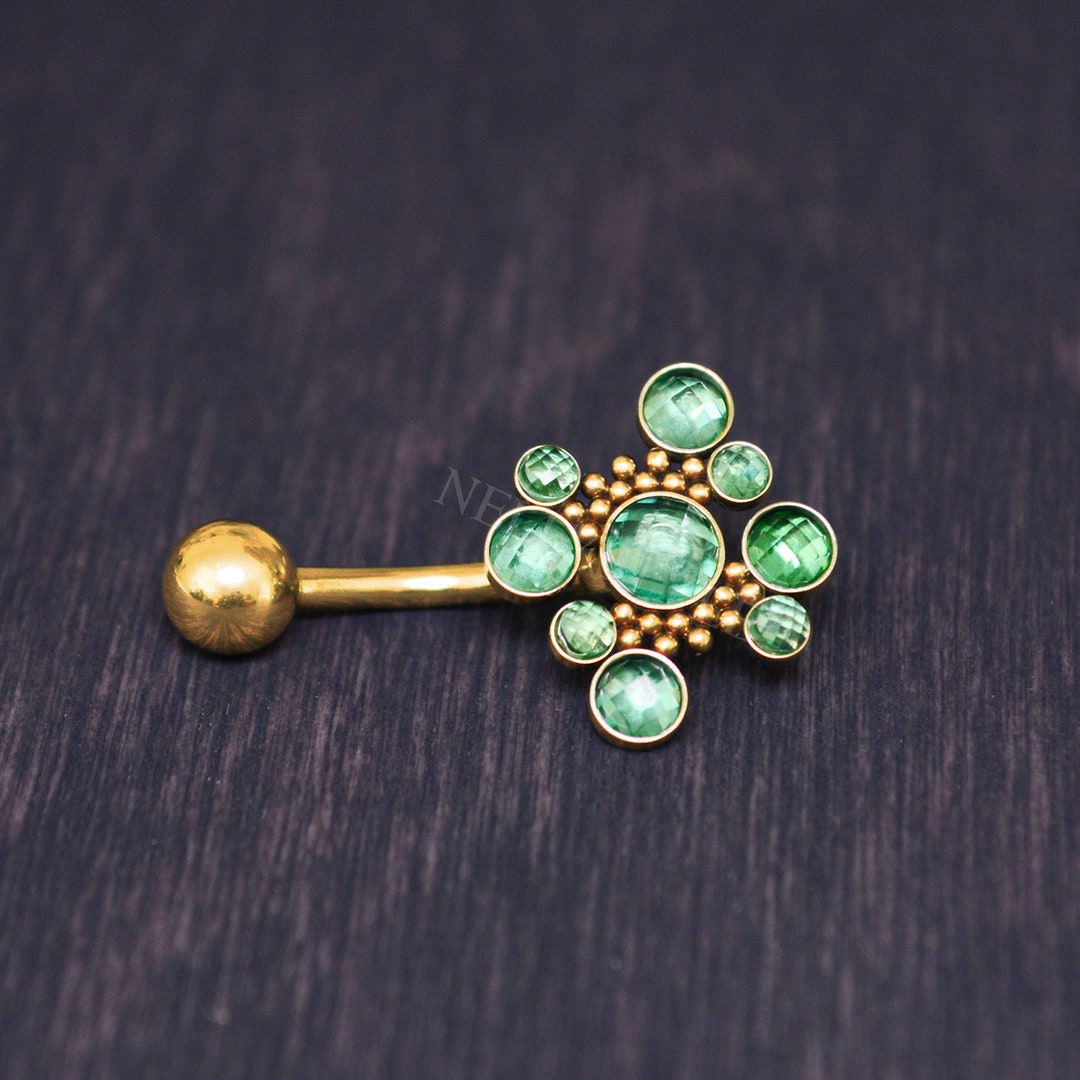 Surgical Steel Belly Bar - Belly Button Ring With CZ, Body Jewelry - Etsy