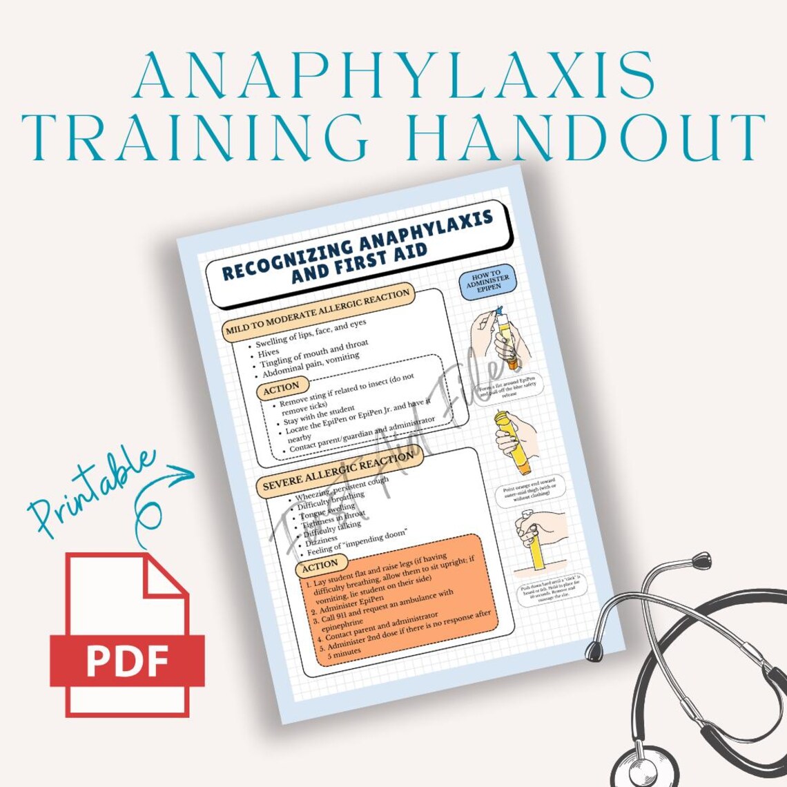Anaphylaxis | Epipen Training Handout - Etsy UK