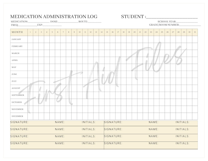 School Nurse Medication Log - Minimalist Design - Etsy