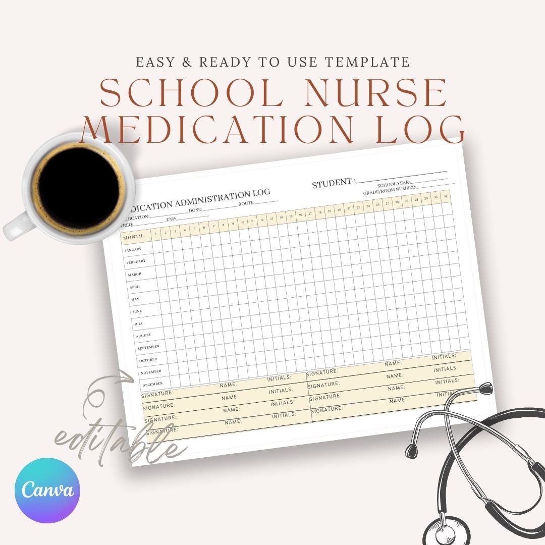 School Nurse Medication Log - Minimalist Design - Etsy