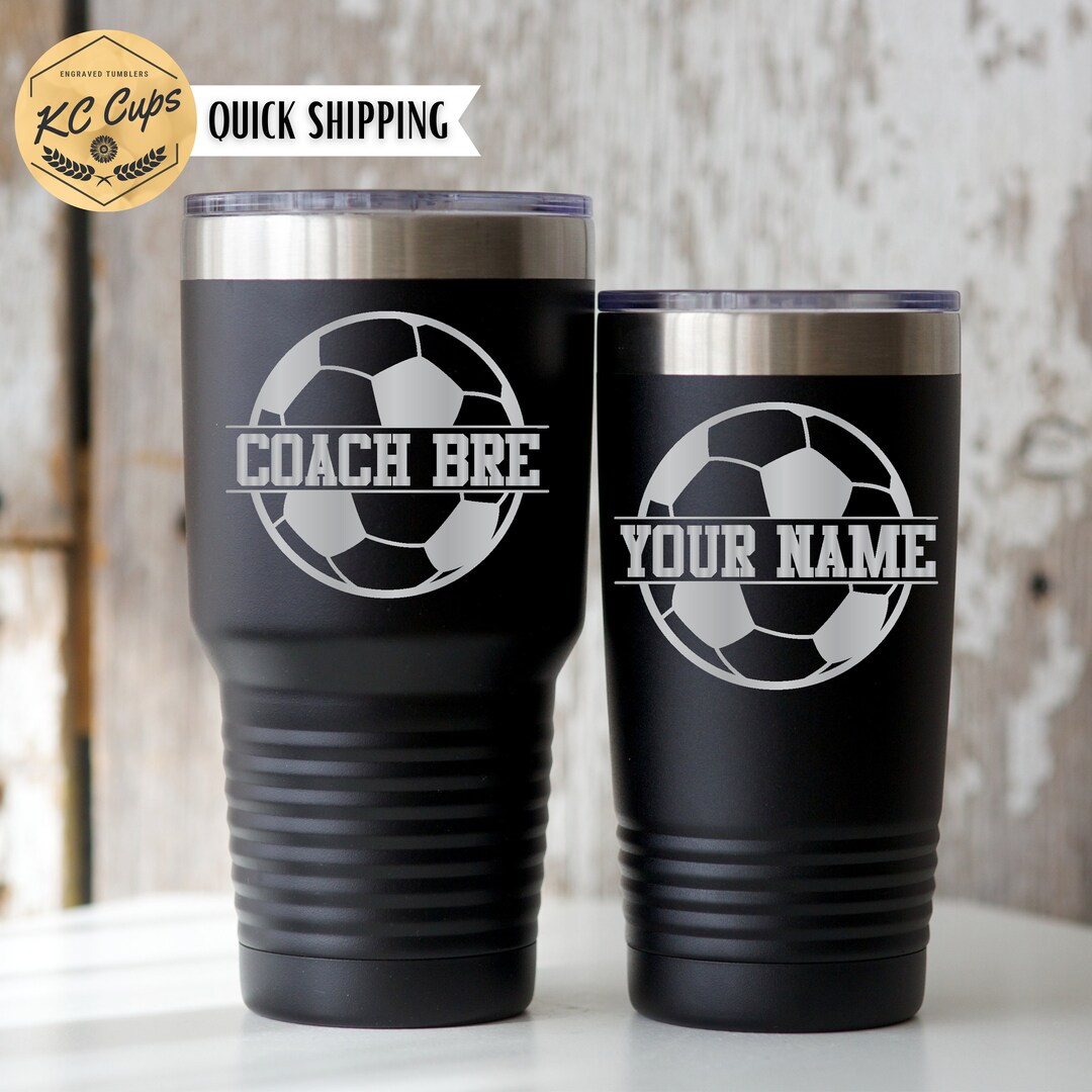 Personalized Soccer Tumbler, 20 or 30 Oz Tumbler, Laser Engraved Cup ...