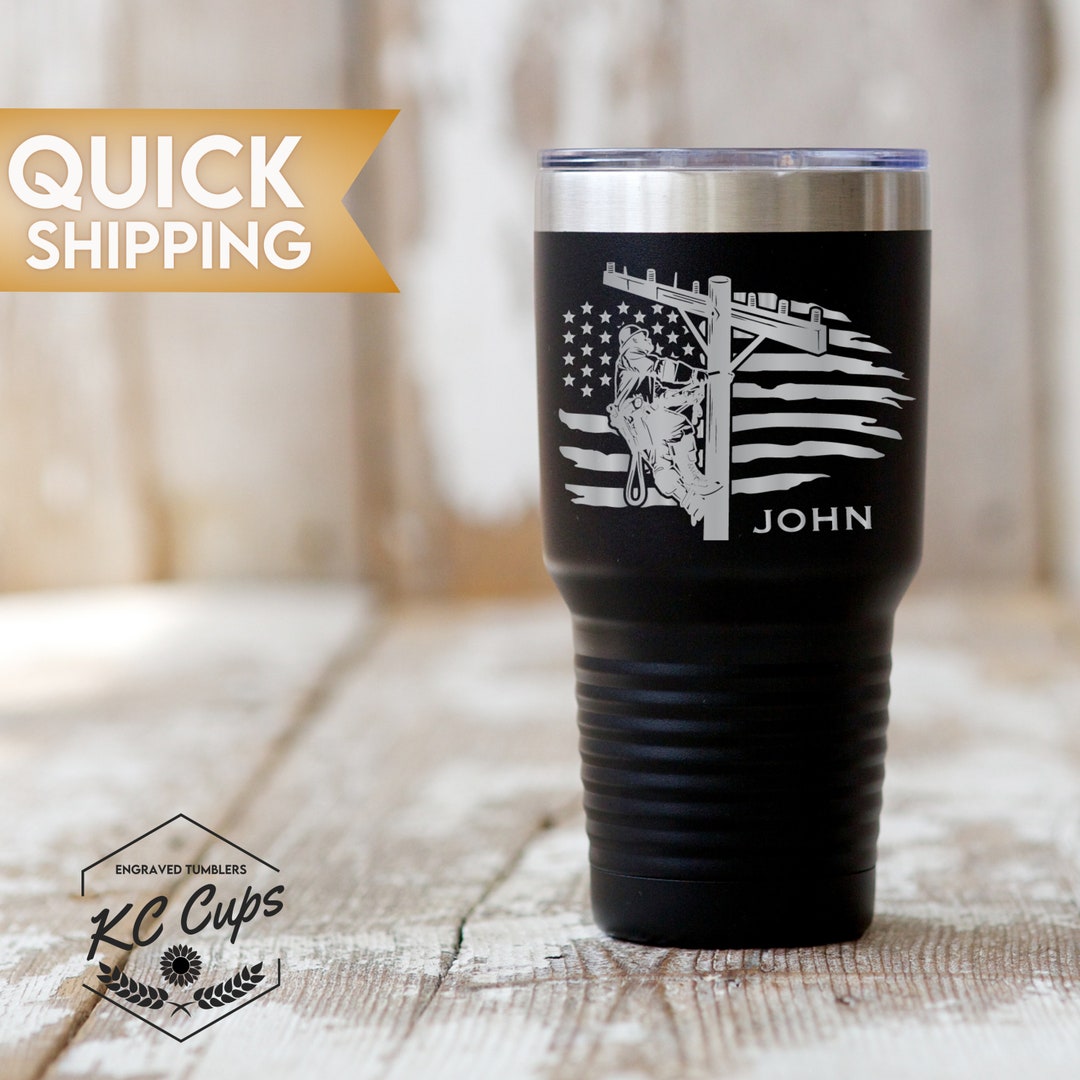 Lineman Flag Tumbler Laser Engraved Tumbler Lineman Gift - Etsy