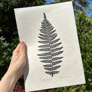Original Linocut Print Fern | Handmade | Original | Gift for Him | Home ...