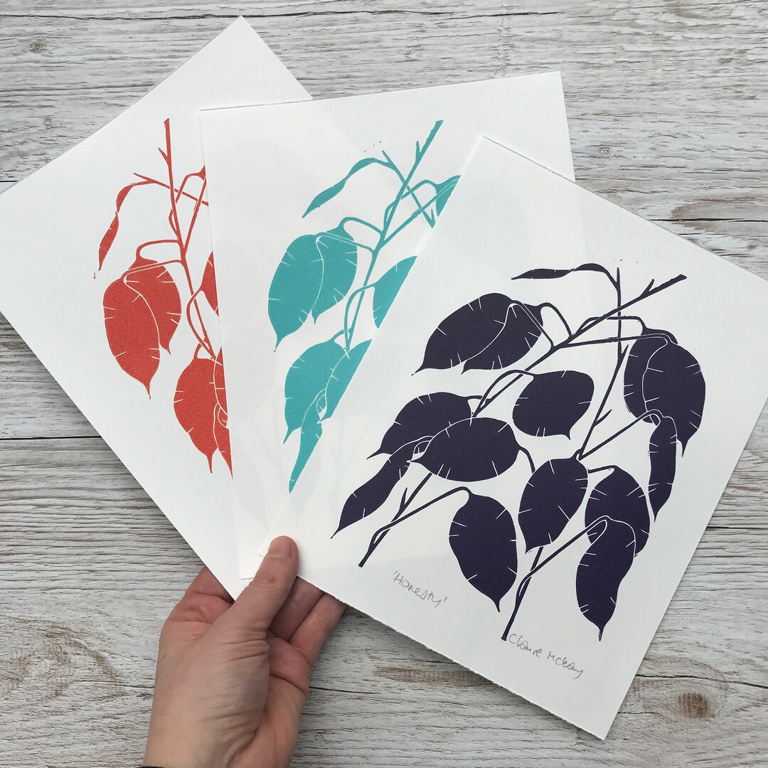 Honesty Linocut Print Original Hand Pulled Print Botanical Print Wall ...