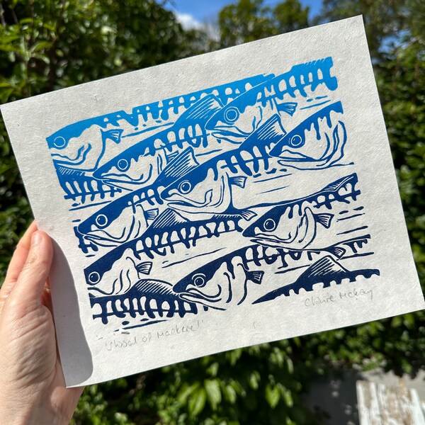 Fish Linocut - Etsy