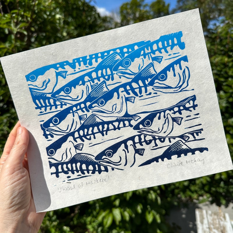 Fish Linocut - Etsy