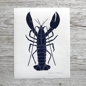 Original Linocut Print of a Lobster Handprinted Home Decor Gift ...