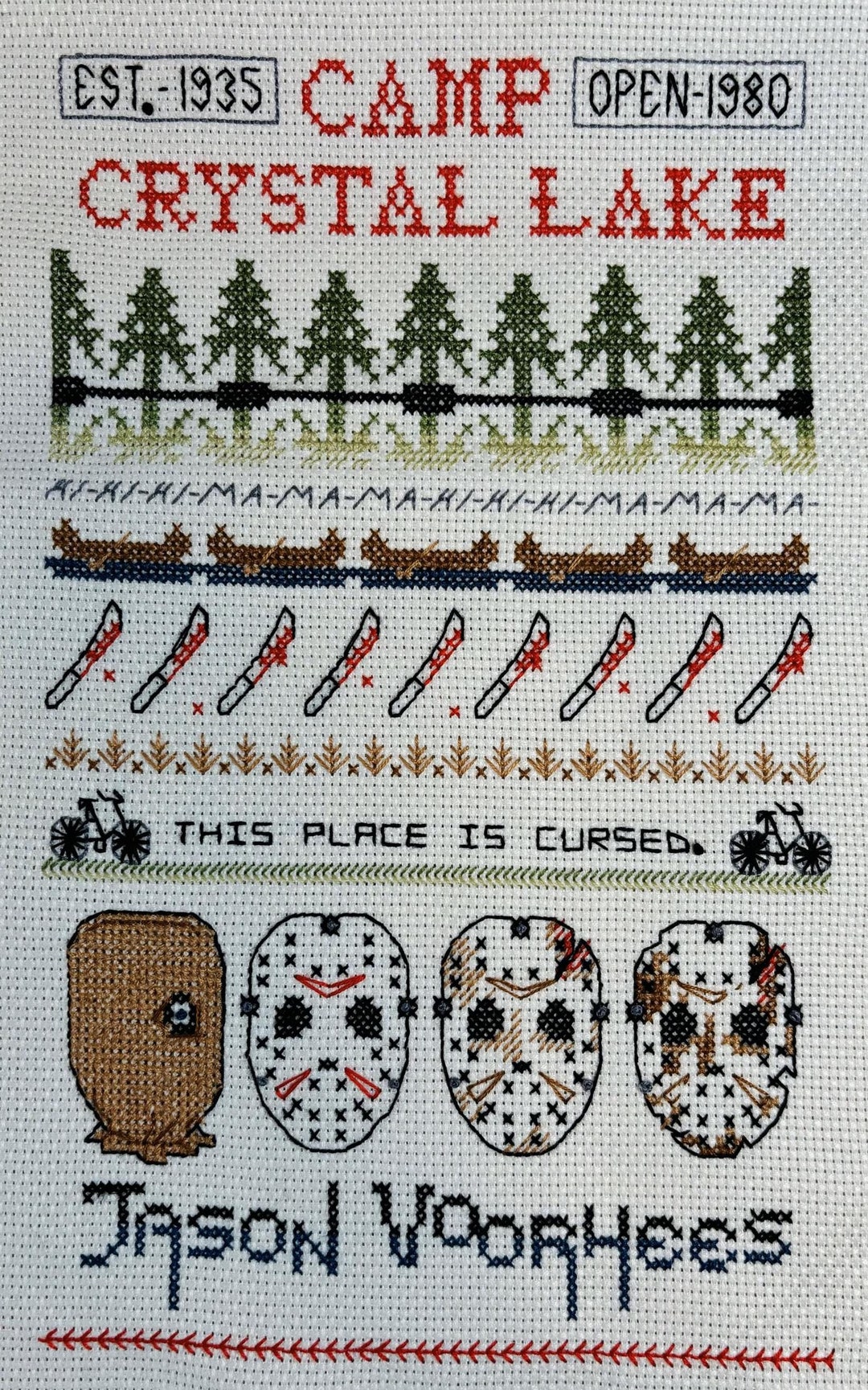 Jason Voorhees Cross Stitch Sampler - Digital Pattern - Etsy