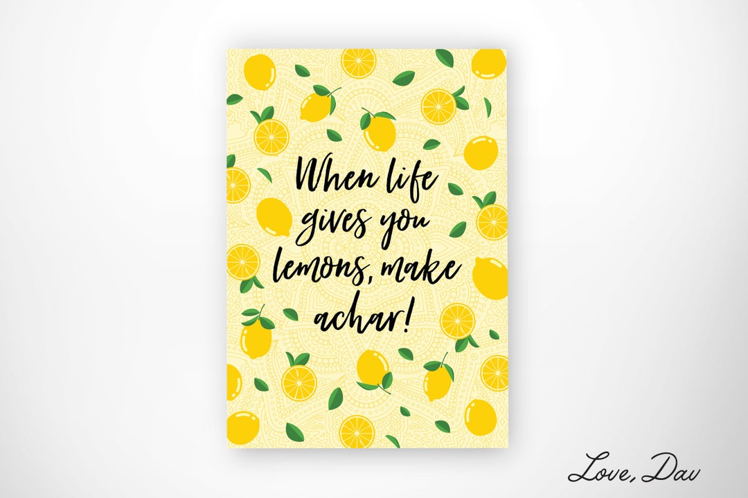 When Life Gives You Lemons, Make Achar! Poster, Home Decor, Kitchen ...