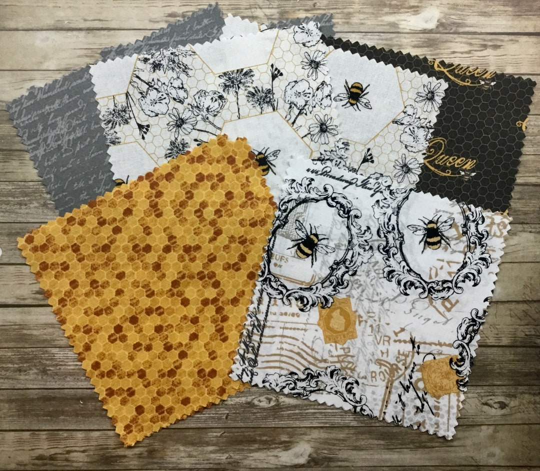 Quilt Squares, Fabric Squares, Bee Fabric, Bumble Bee, Set of 10, Craft ...