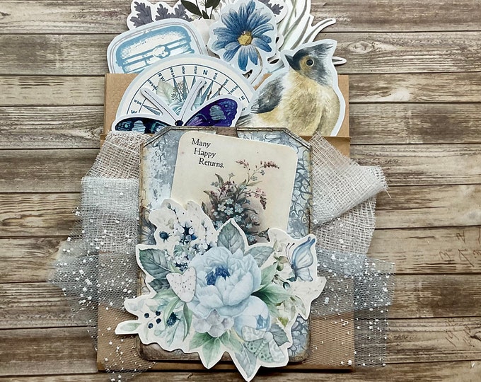 Floating Ephemera Pocket, Lunch Sack Pocket, Junk Journal Pocket, Happy ...