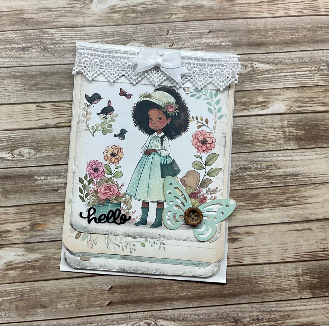 Cottage Girl Notepad, Handmade Notepad, Assorted Papers, Writing ...