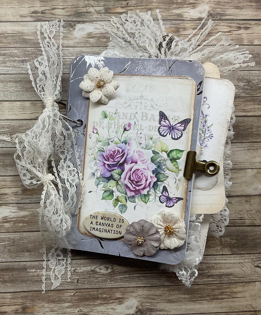 Small Ephemera Junk Journal, 2 Ringed Scrapbook, Handmade Keepsake Book ...