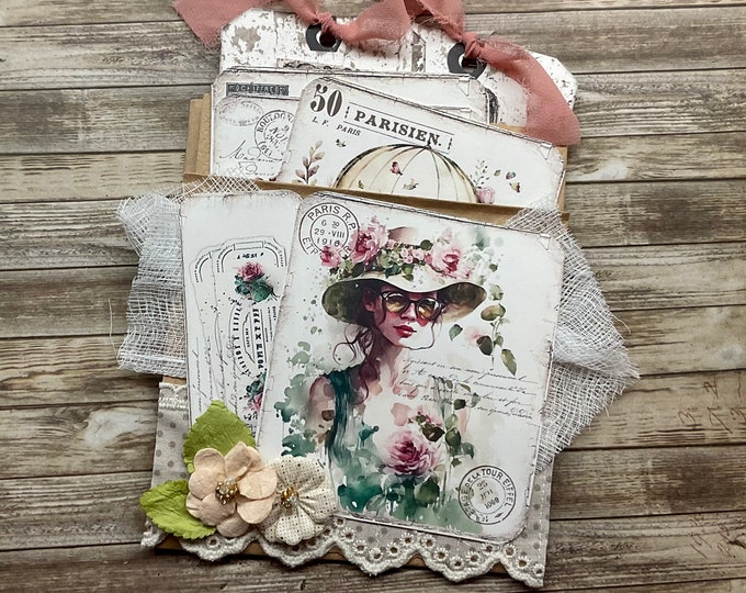 Floating Ephemera Pocket, Lunch Sack Pocket, Junk Journal Pocket, Happy ...