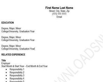 Basic Resume Template - Etsy