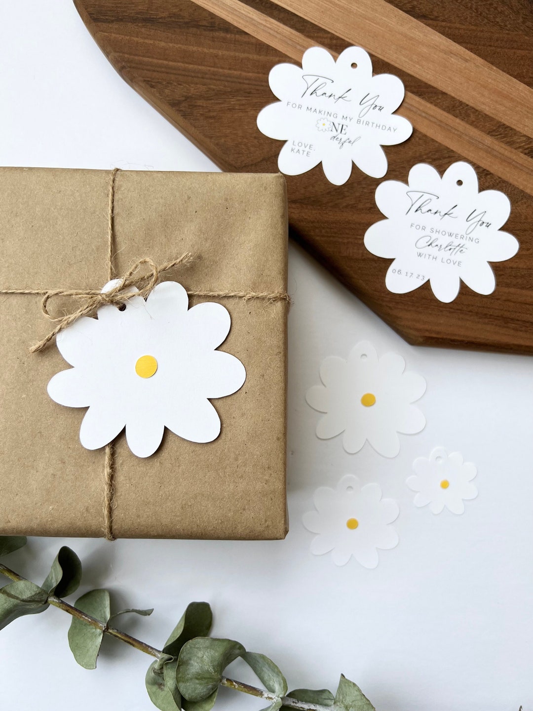 Double Sided Daisy Thank You Favor Tags// Daisy Birthday Gift Tag ...