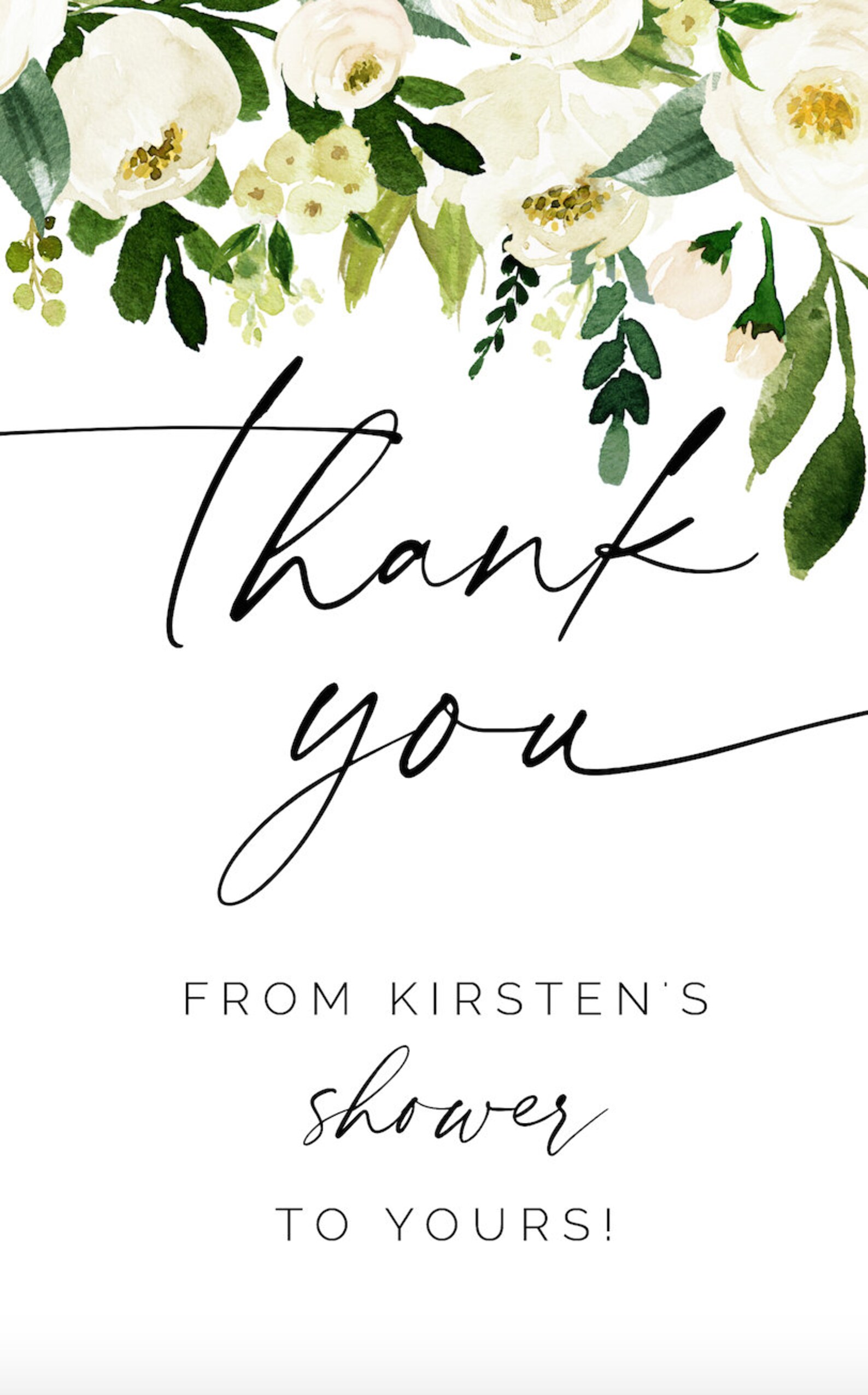 9 Custom Floral Wedding Favor Tags: Thank You Guest Name Bridal Shower ...