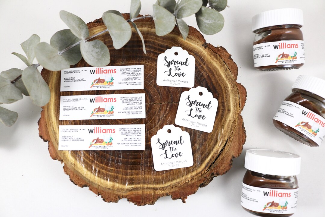 16 Custom Nutella Wedding Favor Labels and Tags (spread the Love) - Etsy
