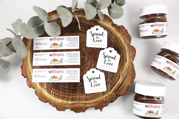 16 Custom Nutella Labels and 16 Custom Nutella Tags// Wedding | Etsy