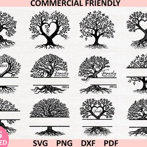 Family Tree SVG Bundle, Tree of Life Svg, Family Tree Split Monogram ...