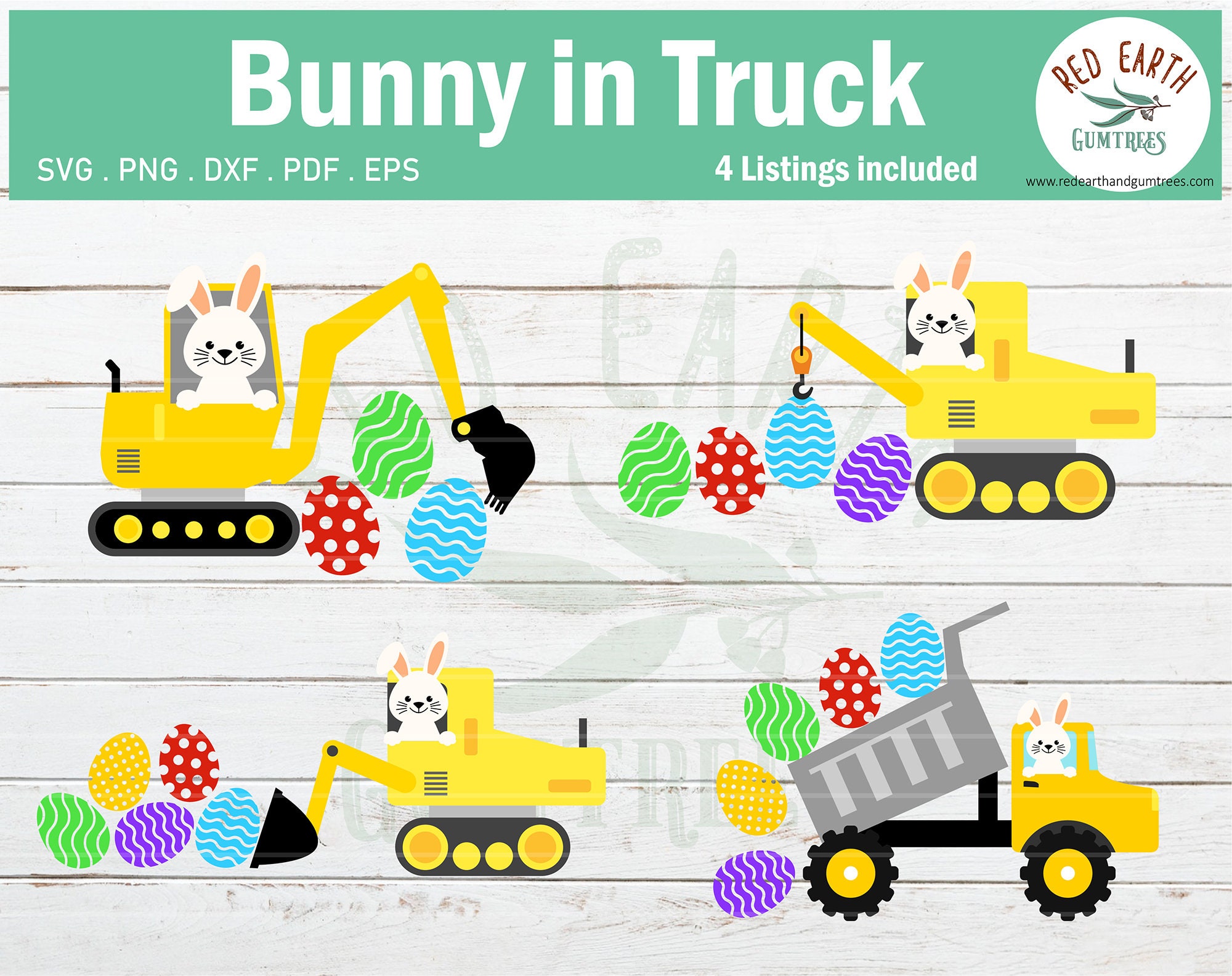 Easter Bunny in Truck Bundle Easter Rabbit in Dump Truck | Etsy