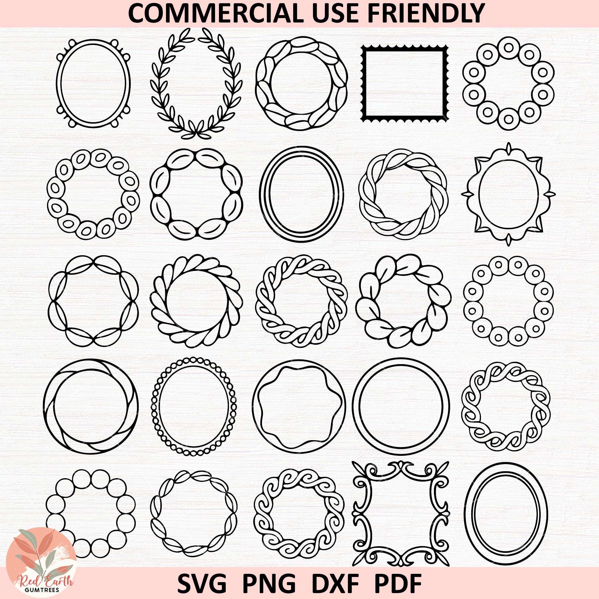 100 Frames Bundle SVG PNG DXF, Ornamental Frame Clipart, Trendy Laser ...