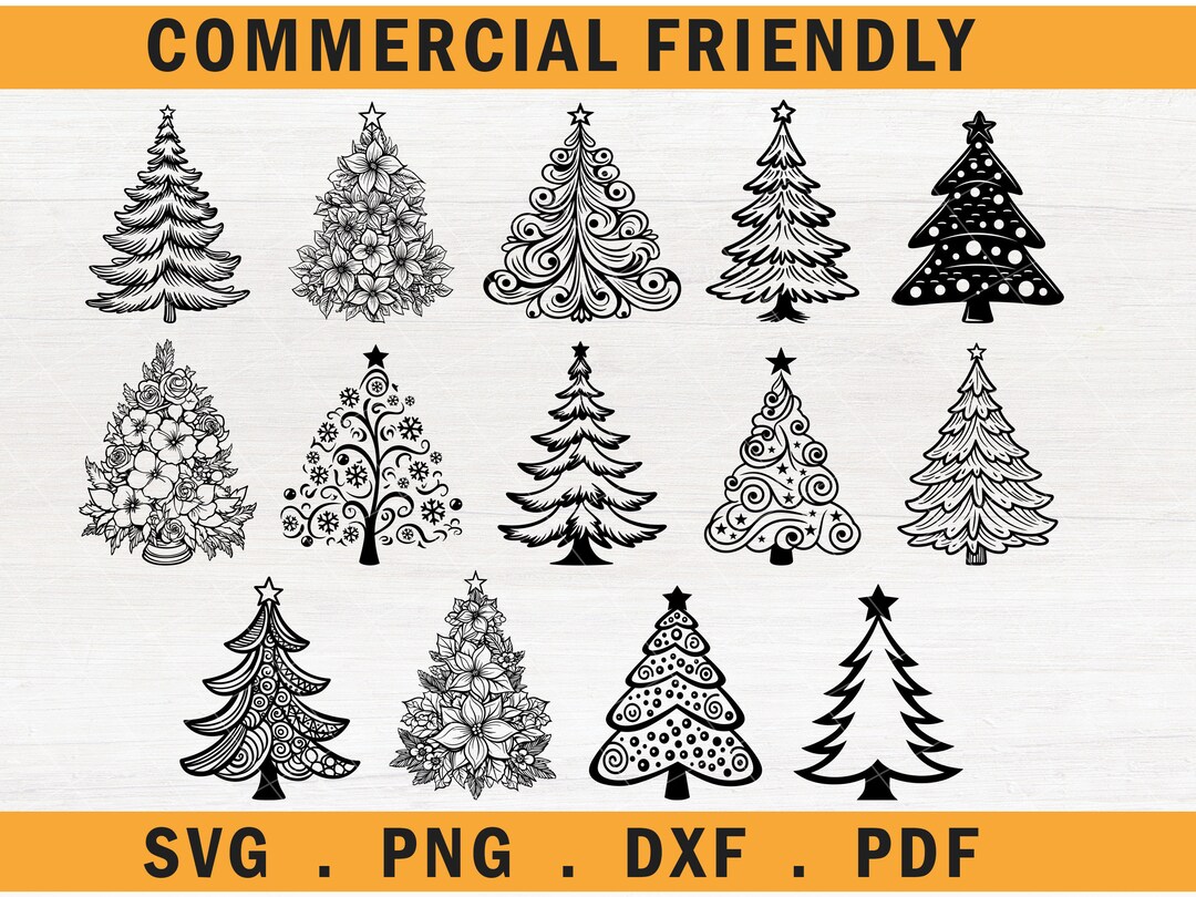 Christmas Tree Svg Bundle Christmas Tree Outline Laser Cut File