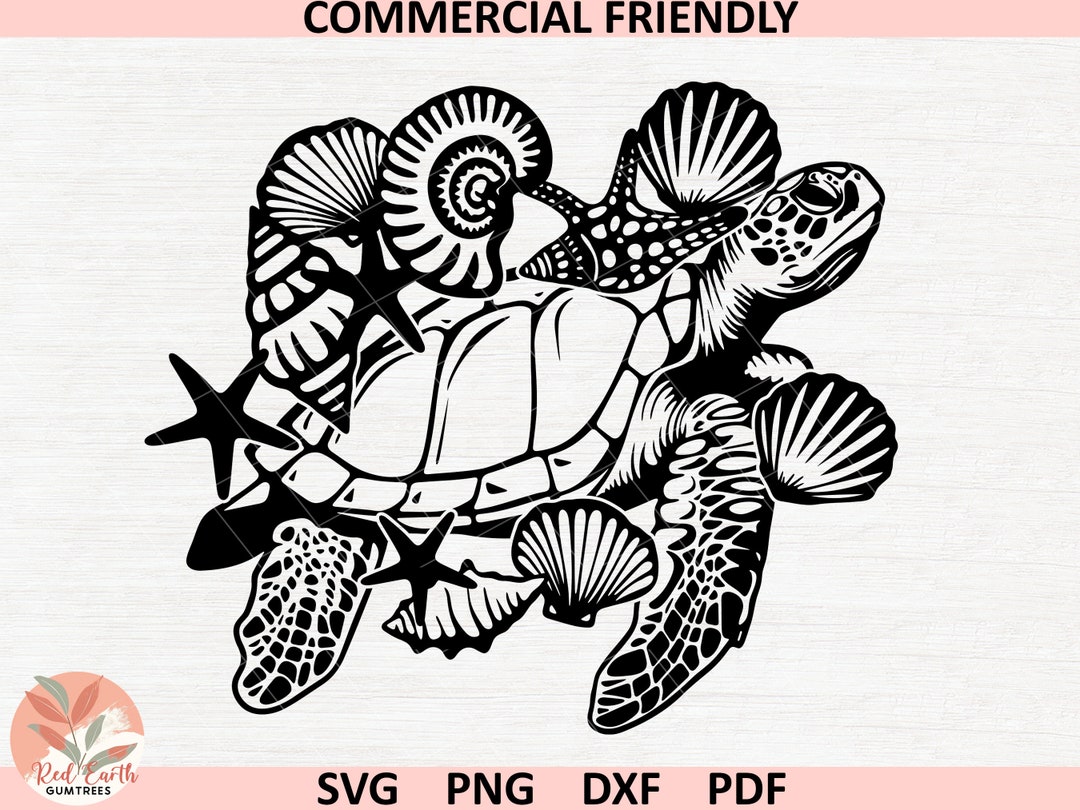 Turtle With Shells Svg, Floral Turtle Svg, Sea Turtle Svg, Flower ...
