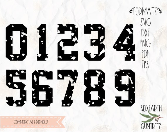 Distressed numbers grunge distressed sports numbers SVG | Etsy