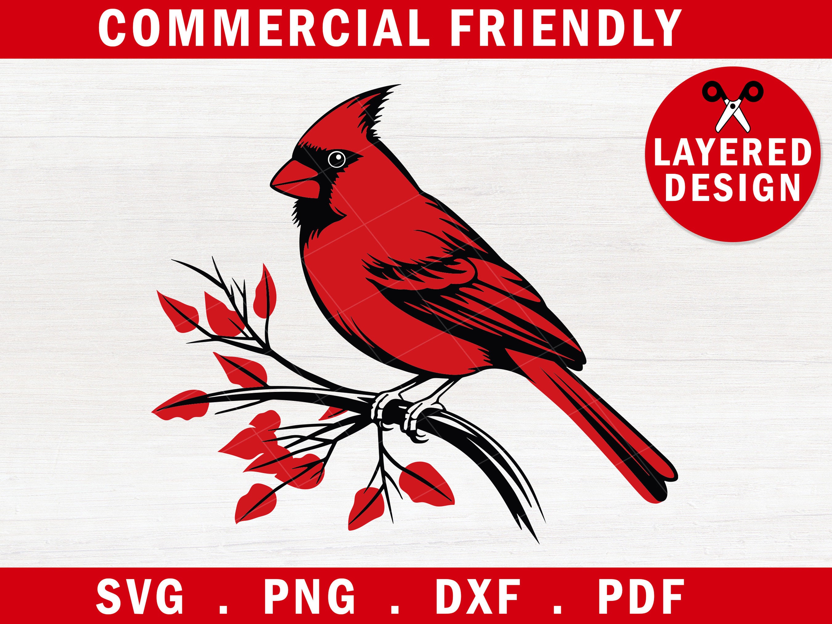 Christmas Cardinal Bird Bundle SVG, Cardinal Bird on Tree Branch Svg ...