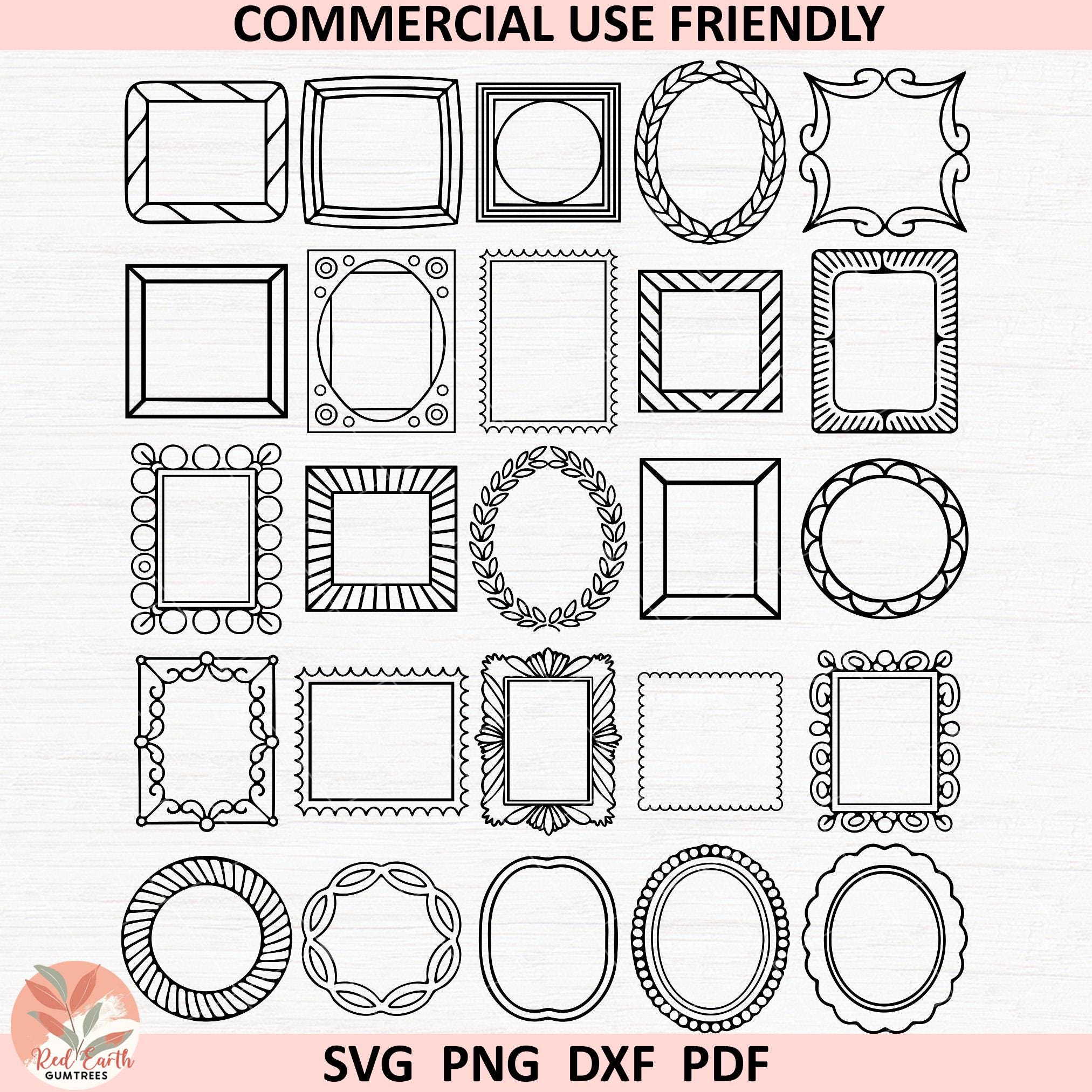 100 Frames Bundle SVG PNG DXF, Ornamental Frame Clipart, Trendy Laser ...