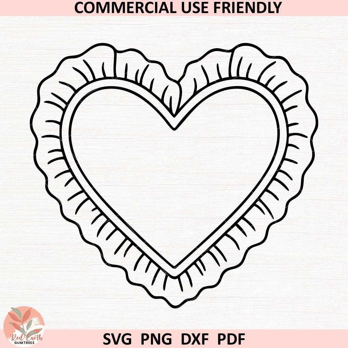 Ruffle Heart Monogram Frame SVG PNG, Preppy Valentines Bow Coquette ...