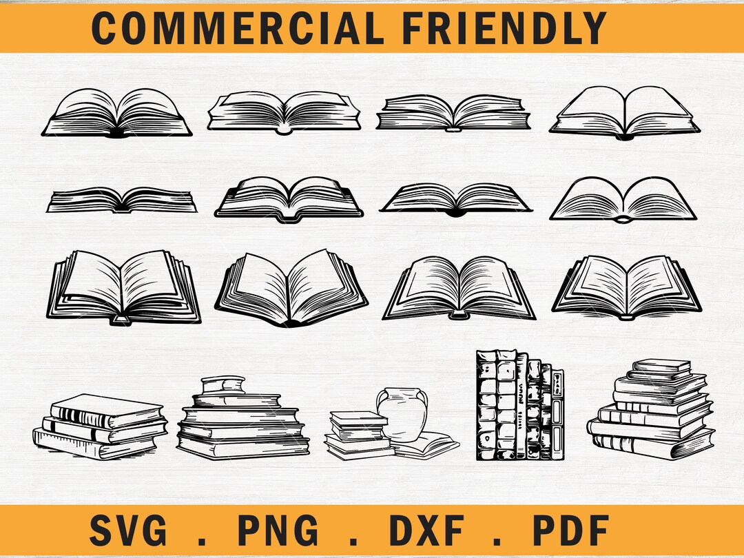 Books Bundle Svg,plain Books Svg,open Book Svg,library Books Svg ...