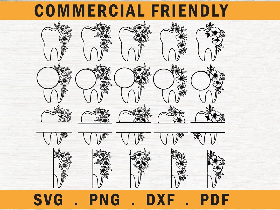 Floral Tooth Bundle Svg, Tooth Svg, Flower Tooth Svg, Dentist Svg ...