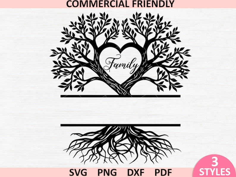 Family Tree SVG, Tree of Life Svg, Family Tree Split Monogram Frame Svg ...