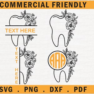 Floral Tooth Bundle Svg, Tooth Svg, Flower Tooth Svg, Dentist Svg ...