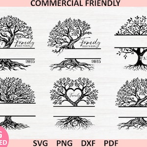 Family Tree SVG Bundle, Tree of Life Svg, Family Tree Split Monogram ...