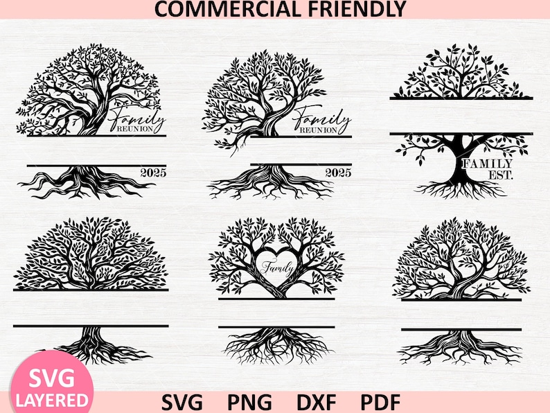 Family Tree SVG Bundle, Tree of Life Svg, Family Tree Split Monogram ...