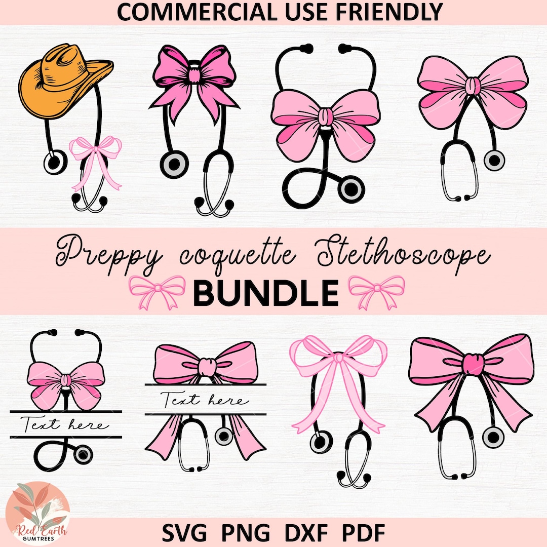 Coquette Bow Stethoscope Bundle SVG, Nurse Bow Stethoscope SVG ...
