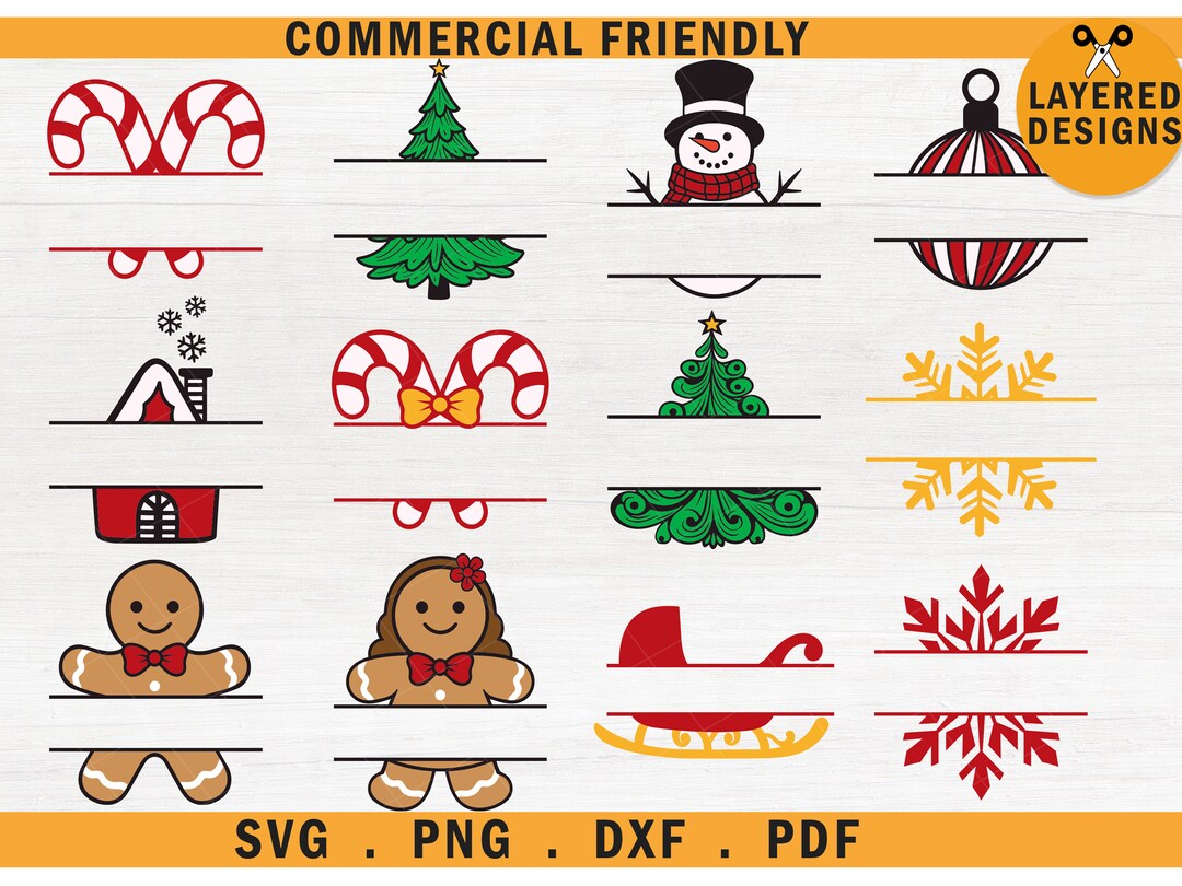 Christmas Split Monogram Bundle Svg,split Gingerbread Man Monogram ...