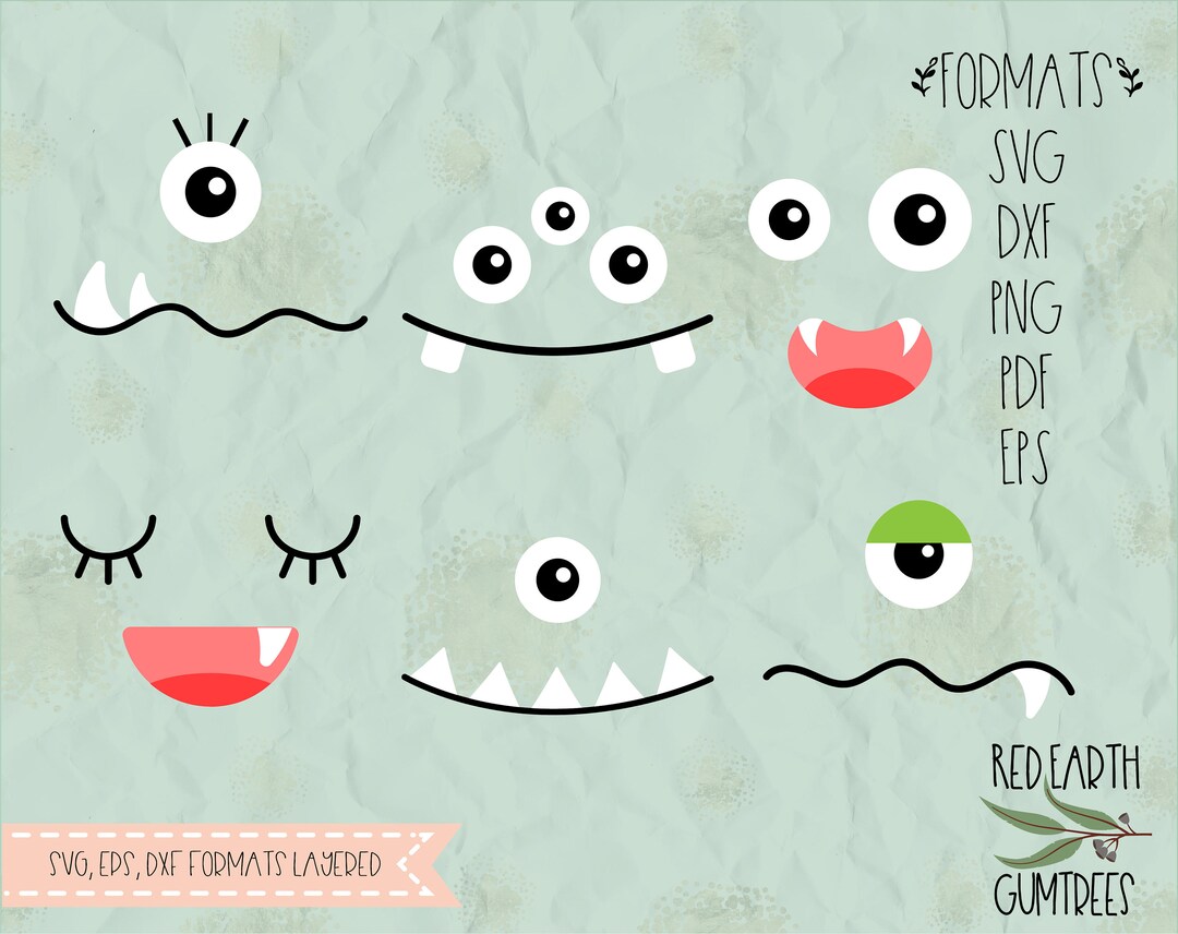 Monster Faces Kids T Shirt Design, Cute Monster SVG, PNG, DXF, Eps, Pdf ...