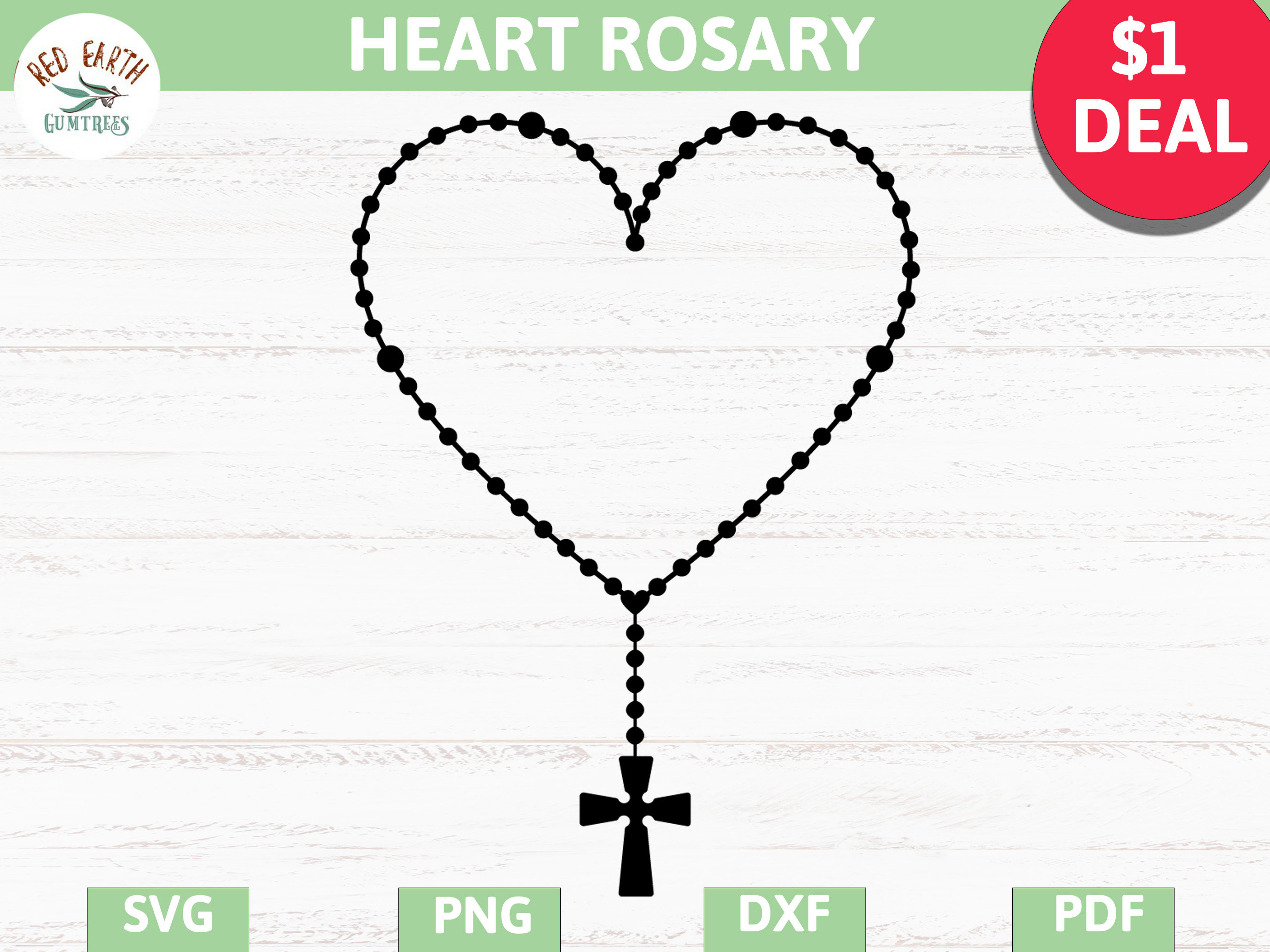 Rosary Beaded Heart Christian Religion Cross SVG PNG DXF - Etsy Australia