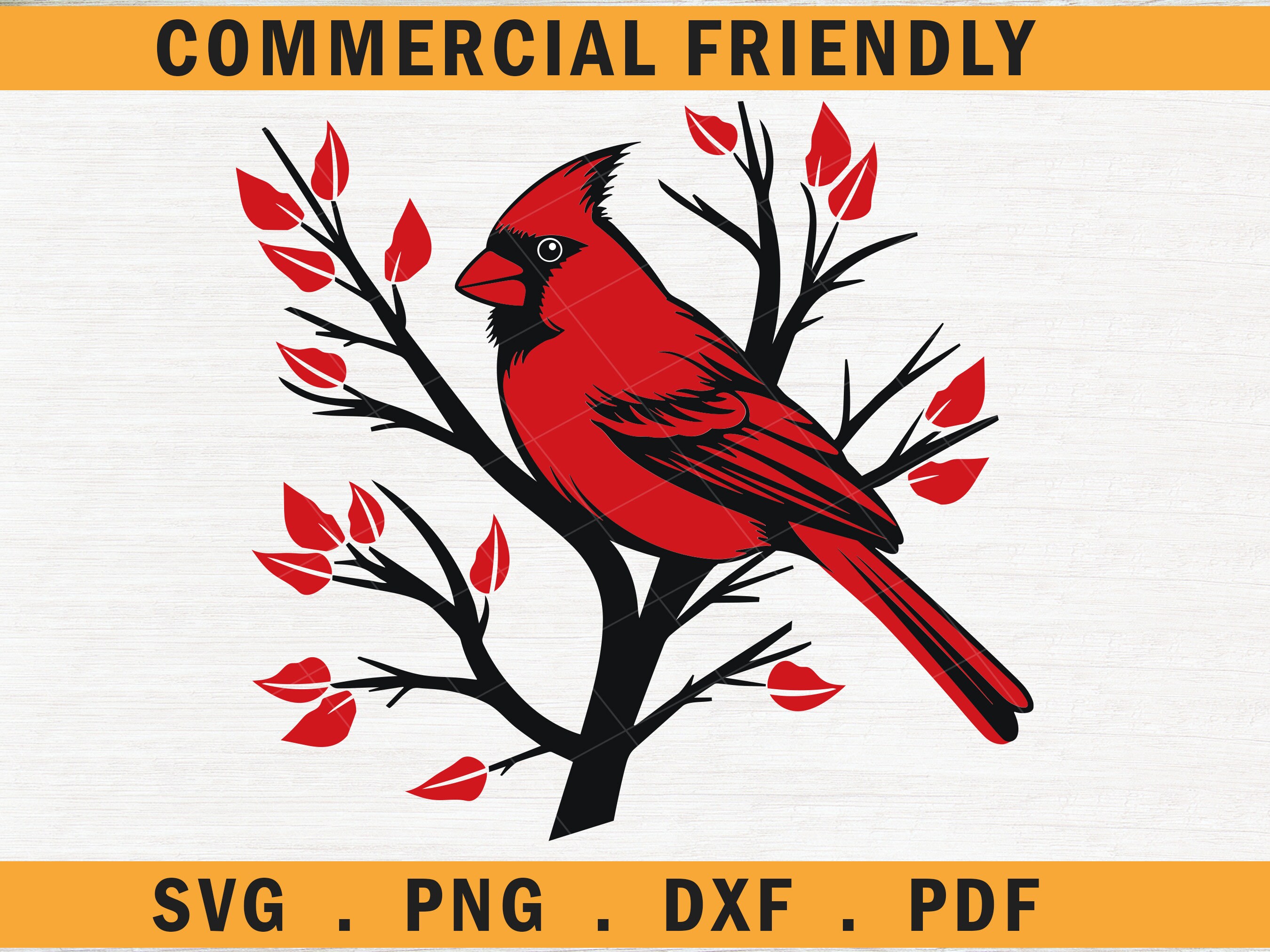 Christmas Cardinal Bird Bundle SVG, Cardinal Bird on Tree Branch Svg ...