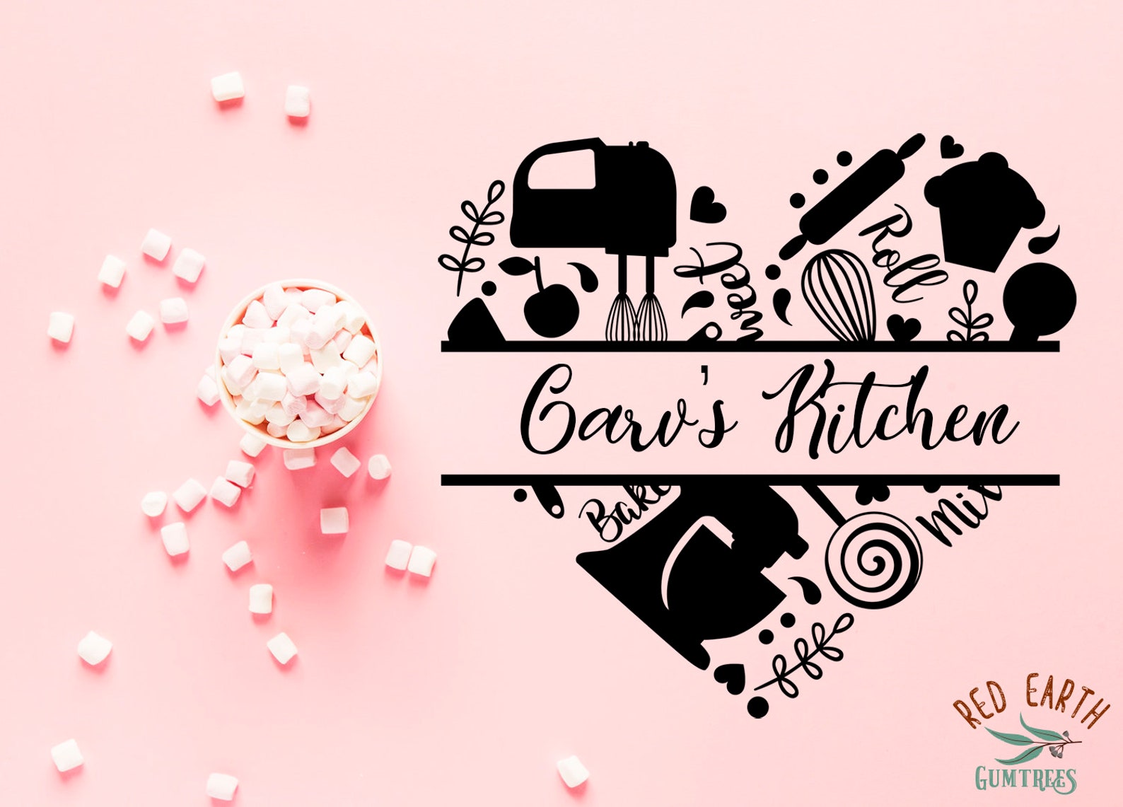 Bake Heart Split Monogram Frame Baking Rolling Pin SVG PNG - Etsy