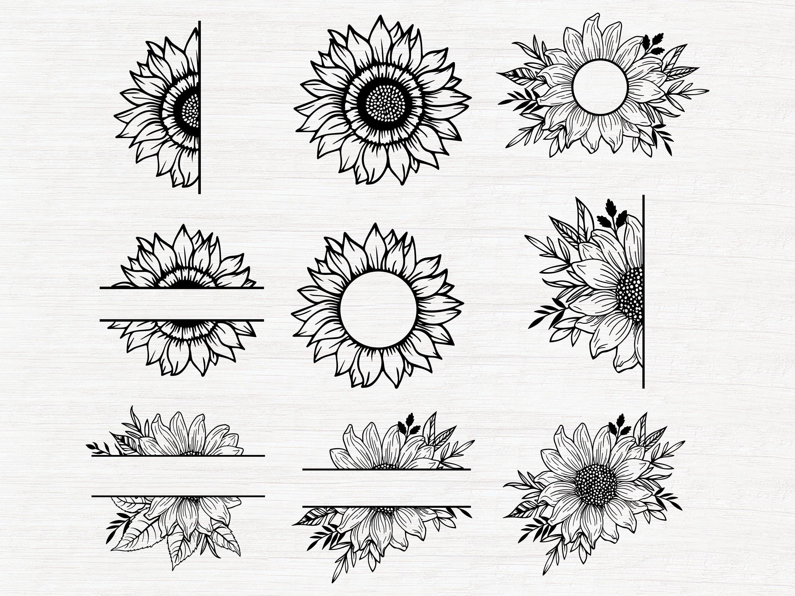 Sunflower SVG Bundle, Sunflower Monogram Frame SVG, Sunflower Boho ...