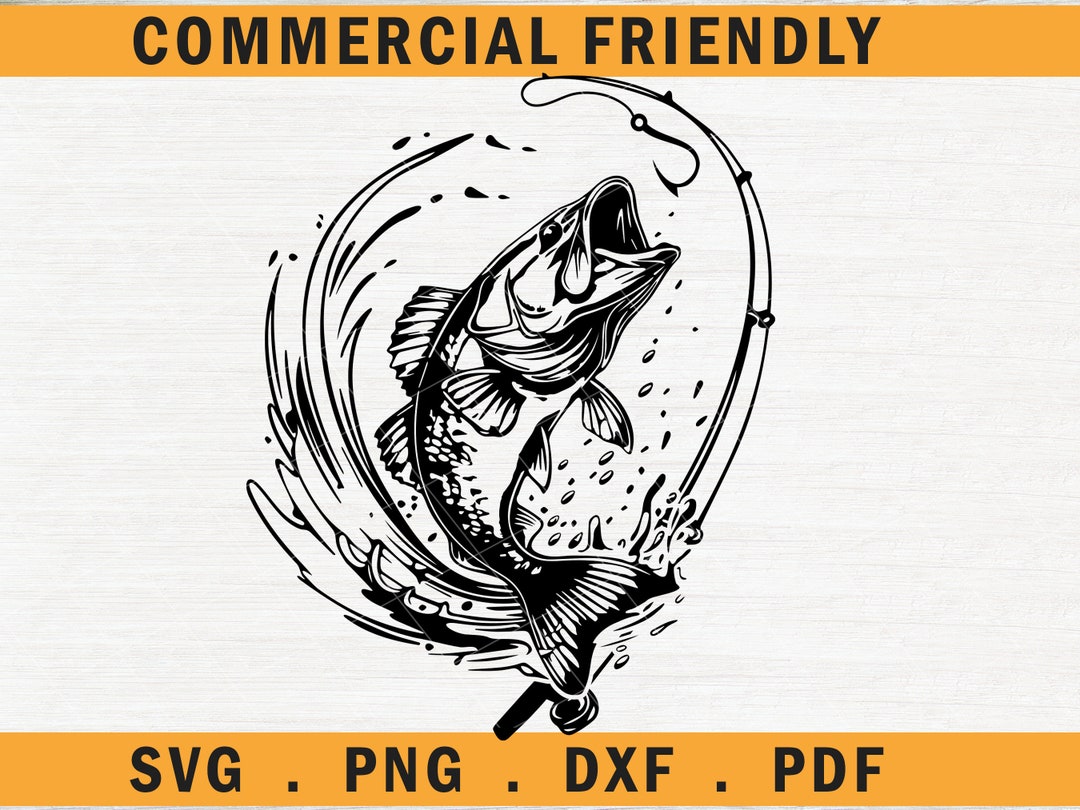 Fisherman Catching Fish SVG Fishing SVG for Cricut Bass Fishing Cut ...