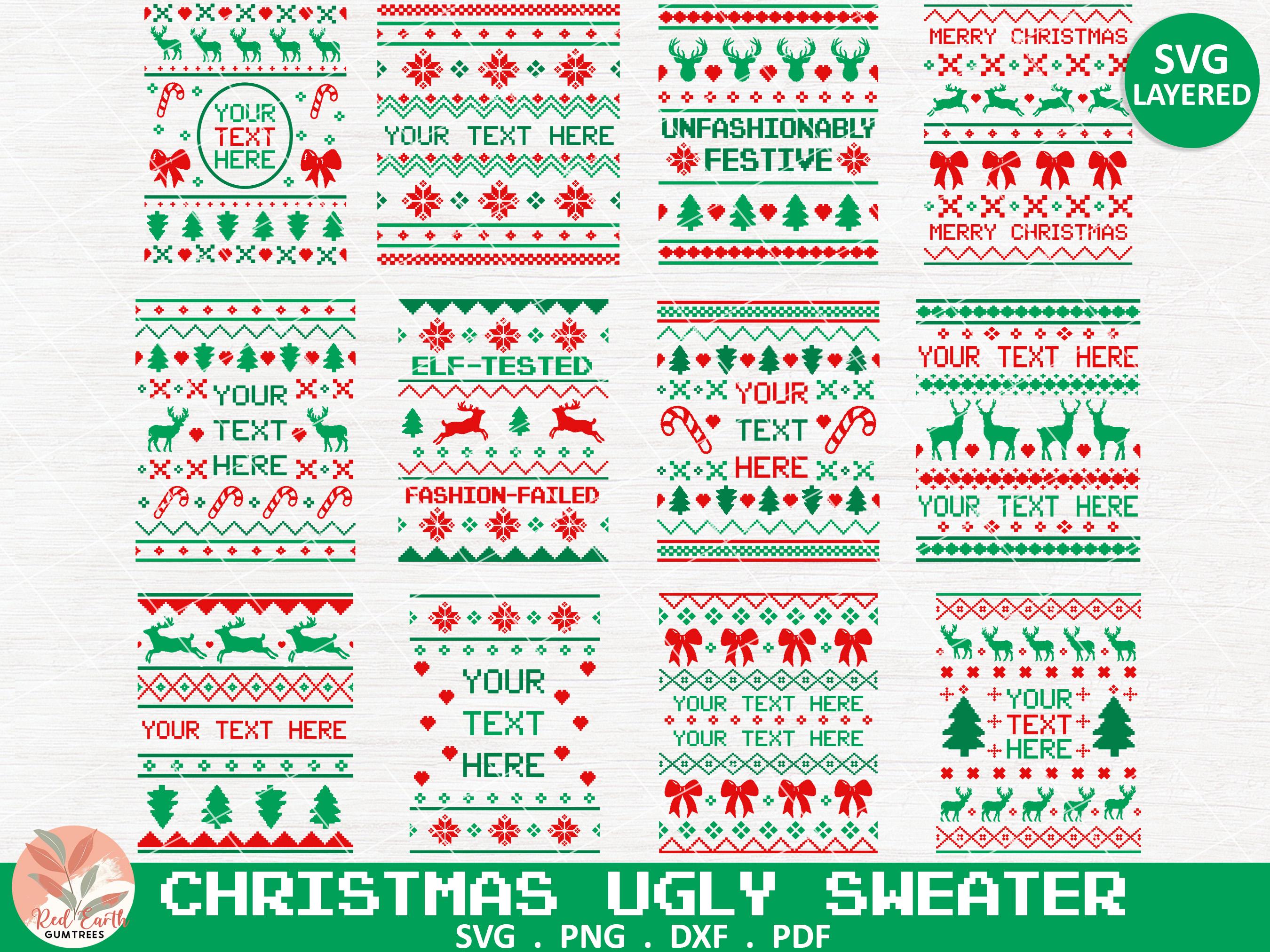 Christmas Ugly Sweater SVG Bundle, Christmas Ugly Sweater Templates ...